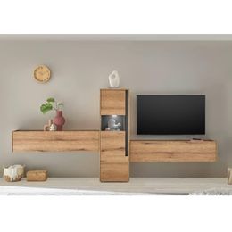 Pharao24.de TV Wohnwand Anbauwand 350 cm breit mit Holzwerkstoff Oberfläche (dreiteilig)