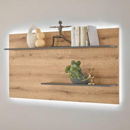 Pharao24.de Wandboard Hängeregal in Wildeichefarben und Anthrazit