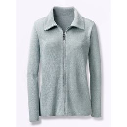 WITT Damen Strickjacke, kalkmint-hellgrau-meliert, Gr&ouml;&szlig;e 50