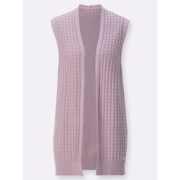 WITT Damen Strickweste mit glatt gearbeitetem R&uuml;cken, mauve, Gr&ouml;&szlig;e 46