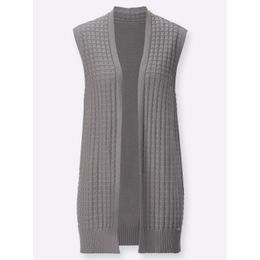 WITT Damen Strickweste mit glatt gearbeitetem R&uuml;cken, grau, Gr&ouml;&szlig;e 48