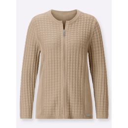 WITT Damen Strickjacke im Struktur-Mix, beige, Gr&ouml;&szlig;e 40