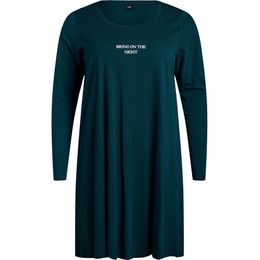 ZIZZI Nachthemd 'Mally' Damen Gr&ouml;&szlig;e 7XL/8XL dunkelgr&uuml;n / wei&szlig;