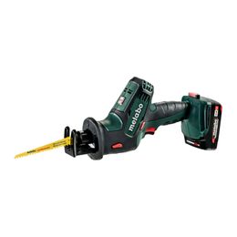 Metabo SSE 18 LTX Compact Akku-S&auml;bels&auml;ge mit LED-Licht und Quick-S&auml;geblattwechsel, MetaboX 145, 18V 2x2Ah Li-Power + ASC 55, 602266500)