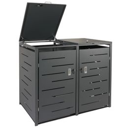 2er-Mülltonnenverkleidung MCW-E83, Mülltonnenbox Mülltonnenabdeckung, erweiterbar 117x131x80cm ~ anthrazit, Stahl 54kg