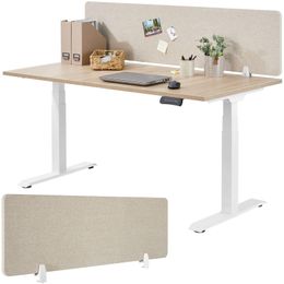 TecTake® Schreibtisch Trennwand, in 2 Größen, Stoffbezug aus pflegeleichtem Polyester, inkl. 2 Befestigungsklemmen