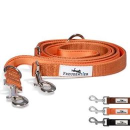 Freudentier Hundeleine 2m, gepolstert & verstellbar orange 2 cm