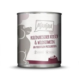 MjAMjAM Nassfutter Hund Adult kulinarischer Hirsch & Wildschwein an fruchtigen Preiselbeeren 6x800 g