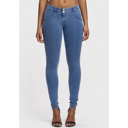 Jeggings Freddy "WRUP2RC002ORG", Damen, Gr. XL (42), N-Gr, blau (light, blau, denim), Stoff, Obermaterial: 84% Baumwolle, 16% Elasthan, lang, Hosen, mit Lifting & Shaping Effekt