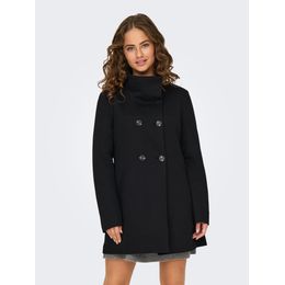 Kurzmantel Only "ONLSEDONA LIFE SOPHIA DB COAT CC OTW", Damen, Gr. M, schwarz, Web, Obermaterial: 85% Polyester, 15% Baumwolle, unifarben, regular fit taillenbedeckt, Mäntel