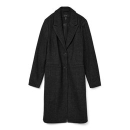 Véro Moda Langmantel VERO MODA "VMBLAZA HERINGBONE LONG WOOL COAT GA BOO", Damen, Gr. M, schwarz pattern:herringbone weiß, Web, Obermaterial: 64% Polyester, 30% Wolle, 3% Polyacryl, 3% Polyamid, Fischgratmuster, gemustert, regular fit, V-Ausschnitt, Mäntel