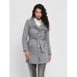 Kurzmantel Only "ONLELLI LIGHT COAT CS OTW", Damen, Gr. L, light grau melange, Web, Obermaterial: 85% Polyester, 15% Baumwolle, unifarben, regular fit, Mäntel
