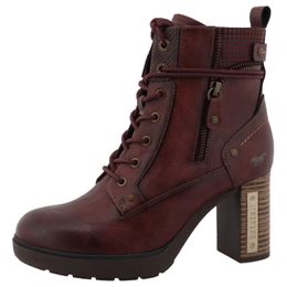 Winterstiefelette Mustang Shoes "Nana", Damen, Gr. 40, rot (bordeaux), Lederimitat, Textil, used, Schuhe Winterstiefelette, Schn&uuml;rstiefelette mit w&auml;rmendem Textilfutter