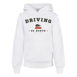 Kapuzenpullover F4NT4STIC "Driving Home Weihnachten", Mädchen, Gr. 122/128, weiß, Obermaterial: 65% Baumwolle, 35% Polyester, Pullover Hoodie, Weihnachten, Geschenk, Logo