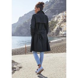 Lascana Trenchcoat blau Gr. 36 f&uuml;r Damen. Mit V-Ausschnitt. Figurumspielend