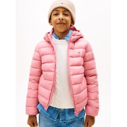 Steppjacke Tommy Hilfiger "U LIGHT DOWN HOODED JACKET", Mädchen, Gr. 8 (128), mystic pink, Web, Obermaterial: 100% Polyamid, unifarben, regular fit normal, Rundhals, eingesetzt elastischer Bund, Jacken, Kinder bis 16 Jahre