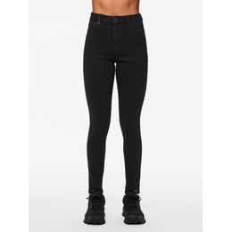 Skinny-fit-Jeans Pieces "PCDANA HW SKINNY JEANS BL102 NOOS BC", Damen, Gr. M (38), L&auml;nge 30, schwarz (schwarz denim), Denim/Jeans, Obermaterial: 75% Baumwolle, 20% Polyester, 3% Viskose, 2% Elasthan, unifarben, skinny fit, Jeans