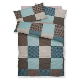 Bierbaum Renforcé-Bettwäsche-Set in Petrol/ Braun - 29% | Größe 135x200 cm | Bettwaesche-bettwaren