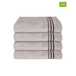 Schiesser 4er-Set: Handtücher "Skyline" in Hellgrau - 33% | Größe 50x100 cm | Badtextilien