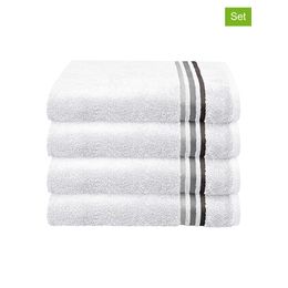 Schiesser 4er-Set: Handtücher "Skyline" in Weiß - 34% | Größe 50x100 cm | Badtextilien
