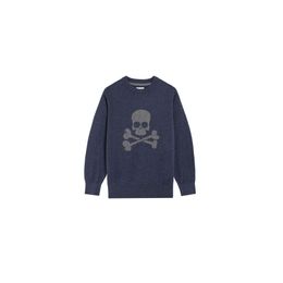 Scalpers Pullover 'Skull Intarsia' Jungen Gr&ouml;&szlig;e 161/162 marine / grau