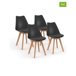 IDOMYA Factory 4er-Set: Stühle "Nordia" in Anthrazit/ Hellbraun - (B)51 x (H)79,5 x (T)46 cm - 63% | Sitzmoebel