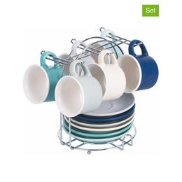 Villa d ́Este 7tlg. Kaffeegeschirr-Set "Ocean" in Blau/ Grau/ Creme - 14% | Gedeckter-tisch