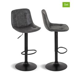 IDOMYA Factory 2er-Set: Barhocker "Brooklyn" in Anthrazit - (B)44 x (H)87,5 x (T)47 cm - 69% | Sitzmoebel