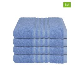 Schiesser 4er-Set: Handtücher "Milano" in Blau - 38% | Größe 50x100 cm | Badtextilien
