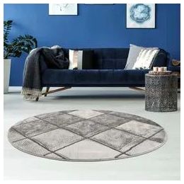 Teppich Carpet City "Noa 9313" Gr. 10, grau, H:11mm Ø:160cm, Kunstfaser, Teppiche, Kurzflor, Modern, Weicher For, Pflegeleicht