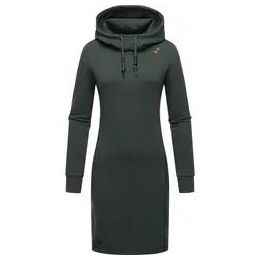 Sweatkleid Ragwear "Sabreen", Damen, Gr. S (36), Normalgrößen, grün (flaschengrün), Obermaterial: 75% Baumwolle, 22% Polyester, 3% Elasthan, casual, bequem ca. Mitte Oberschenkel, Rundhals, Langarm Ärmel ohne Ärmelschlitz Rippbündchen, Kleider, Langärmliges Baumwoll Kleid mit Kapuze