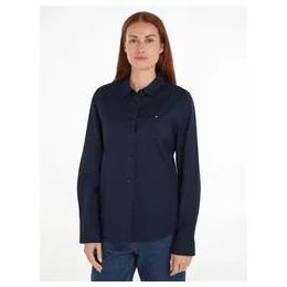 Hemdbluse Tommy Hilfiger "STRETCH OXFORD REGULAR SHIRT", Damen, Gr. 38, blau (desert sky), Web, Obermaterial: 100% Baumwolle, unifarben, Casual, regular fit, 2-Knopf-Manschette, Blusen, mit Logostickerei