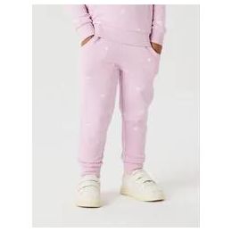 Sweatpants name it "NMFVALBA SWE PANT UNB NOOS", Mädchen, Gr. 104, N-Gr, rosa (corsage), Web, Obermaterial: 100% Baumwolle, bedruckt, Casual, normal knöchellang, Hosen