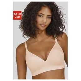 Push-up-BH Lascana "COMFY BRA", Damen, Gr. 80, Cup C, beige (puder), Piqu&eacute;, Obermaterial: 50% Baumwolle, 33% Polyamid, 14% Polyester, 3% Elasthan, Basic, BHs Push-up-BH, ohne B&uuml;gel aus Baumwolle, Basic Dessous