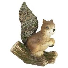 Dekofigur I.GE.A. "Eichhörnchen auf Baumstamm", braun, B:18cm H:20cm, Polyresin, Dekofiguren, Tierfigur Gartendeko Herbstdeko Winterdeko Statue Tierfigur Skulptur