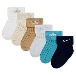 Socken Nike SPORTSWEAR "NHN 6PK RIB TURNCUFF INF SOCK für Kinder", Kinder, Gr. 86/92 (13/24), blau (sail), Obermaterial: 62% Baumwolle, 34% Polyester, 4% Elasthan, Socken, für Kinder