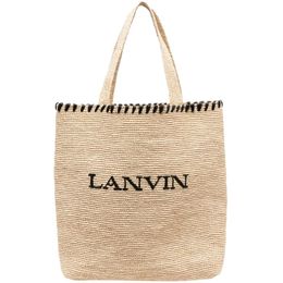 Lanvin Crossbody Bags - Embroidered Logo Raffia Tote Bag - Gr. unisize - in Beige - f&uuml;r Damen