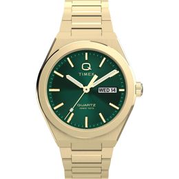 Timex Uhren - Quarz-Analoguhr Q Timex&reg; Continental Day And Date - Gr. unisize - in Gold - f&uuml;r Damen