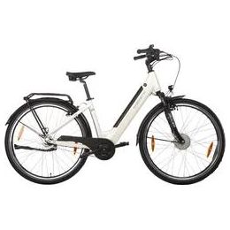 E-Bike SAXONETTE "SAXONETTE Comfort Plus 5.0 E-Bike Damen 28 Zoll" Gr. 45, schwarz (weiß, schwarz), Elektrofahrräder, 45cm, 28 Zoll (71,12cm), (mit integr. Akku), Elektrofahrrad für Alltag und Einkauf