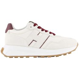 Hogan Low-Top Sneaker - Dames H641 Sneaker Wit/Bordo - Gr. 38,5 (EU) - in Weiß - für Damen