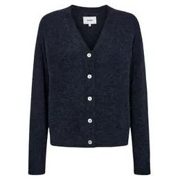 Nümph Cardigan NÜMPH "Nümph Cardigan NURIETTE", Damen, Gr. S/M, blau (schwarz sapphire), Obermaterial: 32% Alpaka, 32% Wolle, 30% Polyamid, 6% Elasthan, Strickjacken