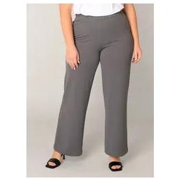 Treggings Base Level Curvy "Arah", Damen, Gr. 48, Länge 32, grau (dunkelgrau), Web, Obermaterial: 97% Polyester, 3% Elasthan, unifarben, loose fit extralang, Hosen, mit elastischem Bund