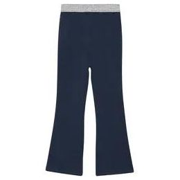 Leggings s.Oliver JUNIOR, Mädchen, Gr. 104, N-Gr, blau, Web, Obermaterial: 95% Baumwolle, 5% Elasthan, unifarben, lang, Hosen, mit Glitzerbund und leichtem Schlag
