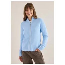 Cardigan Cecil, Damen, Gr. S (38), sporty light blau melange, Web, Stoff, 37% Baumwolle, 34% Polyacryl, 26% Polyester, 3% Elasthan, unifarben, casual, comfort fit normal, hoch geschlossener Ausschnitt, Langarm Bündchen, Strickjacken, mit Zipper