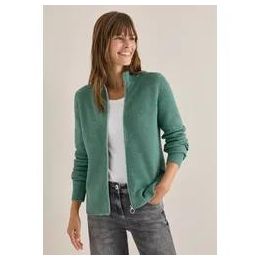 Cardigan Cecil, Damen, Gr. XL (44), jewel grün melange, Web, Stoff, 37% Baumwolle, 34% Polyacryl, 26% Polyester, 3% Elasthan, unifarben, casual, comfort fit normal, hoch geschlossener Ausschnitt, Langarm Bündchen, Strickjacken, mit Zipper