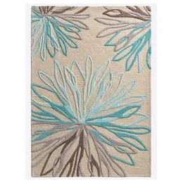 Teppich Heine HOME Gr. 8, beige (beige, türkis), B:200cm H:17mm L:200cm Ø:200cm, Wolle, Teppiche