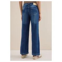 Weite Jeans Cecil, Damen, Gr. 36, Länge 30, blau (mid blau wash), Jeans, 84% Baumwolle, 14% Polyester, 2% Elasthan, unifarben, casual, lang, Jeans, mit Wide Legs