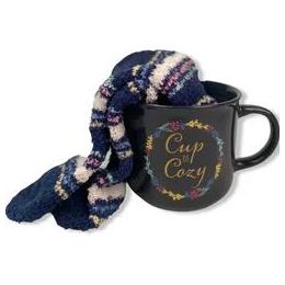 Kuschelsocken Capelli New York, Damen, Gr. 36 (41), blau (navy combo), Obermaterial: 99% Polyester, 1% Elasthan, unifarben mit Farbeinsätzen, Socken, Geschenkset mit gemütlichen Socken und "Cup of Cozy" Tasse mit Blumen