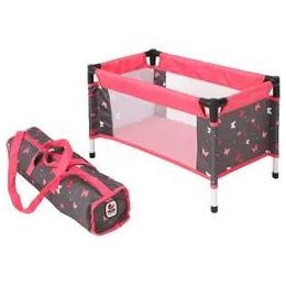 Bayer Chic 2000 Puppenbett CHIC2000 "Puppen-Reisebett", butterfly koralle, Puppenmöbel, KinderB:31cm H:32cm T:54cm, Stoff, Stahl, mit Stoff-Tragetasche, B:31cm H:32cm T:54cm