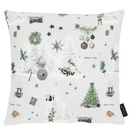 Kissenhülle Apelt "3710", weiß (grün, weiß), B:40cm L:40cm, Polyester, Baumwolle, Polyester, Kissenbezüge